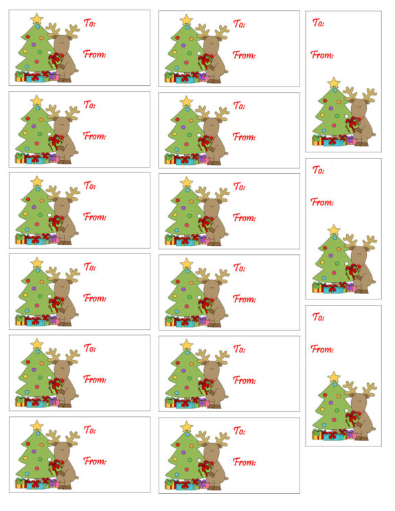 Printable Christmas Gift Tag – Reindeer & Christmas Tree ...